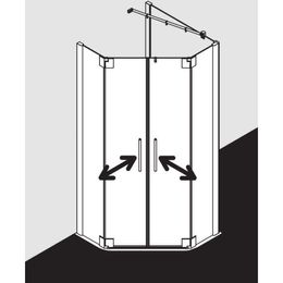 Kermi Pasa XP F&uuml;nfeck-Duschkabine Pendelt&uuml;r PXF47090181AK 90x90x185cm, silber mattglanz, ESG klar