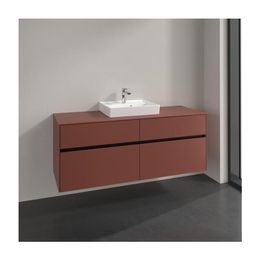 Villeroy & Boch Villeroy und Boch Collaro Waschtischunterschrank C073B0AH 140x54,8x50cm, Waschtisch mittig, LED-Beleuchtung 10,4 W, wine red
