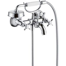 Hansgrohe 2-Griff-Wannen-Armatur 16540000 Aufputz, Ausladung 224mm, mit Kreuzgriffen, chrom