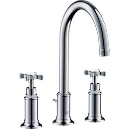 Hansgrohe Axor Montreux 3-Loch-Waschtischarmatur 16513000 Ausladung 175mm, mit Kreuzgriffe, Zugstangen-Ablaufgarnitur, chrom