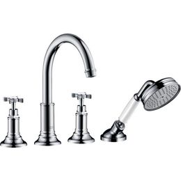 Hansgrohe Axor Montreux Fertigmontageset 16544000 4-Loch-Fliesenrandarmatur, mit Kreuzgriffen, chrom