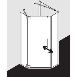Kermi Pasa XP F&uuml;nfeck-Duschkabine Pendelt&uuml;r PXL47090201YK 90x90x200cm, silber matt, ESG SR OpacoClean, links