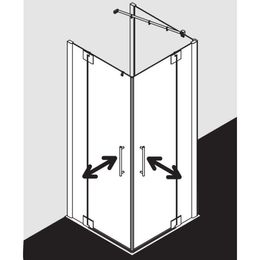 Kermi Pasa XP Eckeinstieg-Pendelt&uuml;r mit Festfeld PXEPL07518VPK 75x185cm, silber hochglanz, ESG klar Clean, Halbteil links, auf Duschwanne