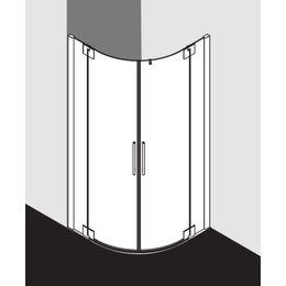 Kermi Pasa XP Viertelkreis-Pendelt&uuml;r PXP55090201PK 90x90x200cm, Radius 52/55cm, silber mattglanz, ESG klar Clean