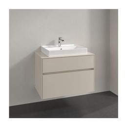 Villeroy & Boch Villeroy und Boch Collaro Waschtischunterschrank C080B0VN 80x54,8x50cm, Waschtisch mittig, LED-Beleuchtung 5,7 W, cashmere grey