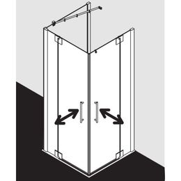 Kermi Pasa XP Eckeinstieg-Pendelt&uuml;r mit Festfeld PXEPL078201AK 78x200cm, silber mattglanz, ESG klar, Halbteil links, auf Duschplatz