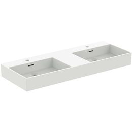 Ideal Standard Extra Doppel-Waschtisch R0539V1 je 1 Hahnloch, mit &Uuml;berlauf, seidenwei&szlig;