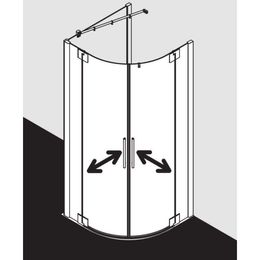 Kermi Pasa XP Viertelkreis-Pendelt&uuml;r PXP5509020VAK 90x90x200cm, Radius 52/55cm, silber hochglanz, ESG klar