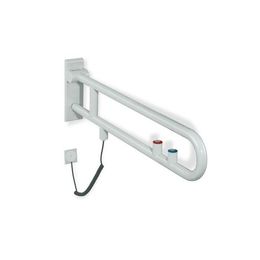 HEWI 801 E-St&uuml;tzklappgriff 801.50.70518 700 mm, senfgelb, Sp&uuml;l-/Funktionstaste, roter Ring