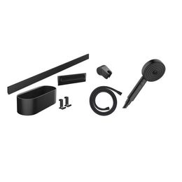 Hansgrohe WallStoris Handbrause Set 24291670 3jet Activation EcoSmart, mit Brausestange, Accessoireset, Mattschwarz