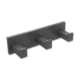 HEWI System 900 Q Hakenleiste 900Q90.00360SC pulverbeschichtet dunkelgrau perlglimmer tiefmatt, aus Edelstahl, 155x40x44mm
