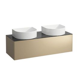 Laufen Sonar Schubladenelement/Sideboard H4054240341401 117,5x34x45,5cm, Ausschnitt links/rechts, Gold/Nero Marquina