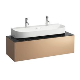 Laufen Sonar Schubladenelement/Sideboard H4054610341411 117,5x34x45,5cm, Ausschnitt Mitte, Aufsatzwaschtisch, Kupfer/Nero Marquina