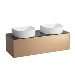 Laufen Sonar Schubladenelement/Sideboard H4054240341411 117,5x34x45,5cm, Ausschnitt links/rechts, Kupfer/Nero Marquina