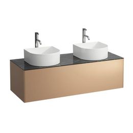 Laufen Sonar Schubladenelement/Sideboard H4054280341411 117,5x34x45,5cm, Ausschnitt links/rechts, mit Hahnloch, Kupfer/Nero Marquina