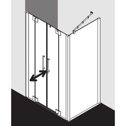 Kermi Pasa XP Pendelt&uuml;r mit Festfeldern PXPTF12020VPK 120x200cm, silber hochglanz, ESG klar Clean, auf Duschwanne