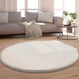 Teppich Paco Home "Tatami 475", beige (hellbeige), H:24mm Ø:160cm, Polyester, Teppiche, Kurzflor, Uni Farben, mit Memory Foam, waschbar