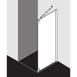 Kermi Pasa XP Seitenwand f Pendelt&uuml;r 1-fl. und Festfeld PXTFR090201AK 90x200cm, silber mattglanz, ESG klar, rechts, auf Duschwanne
