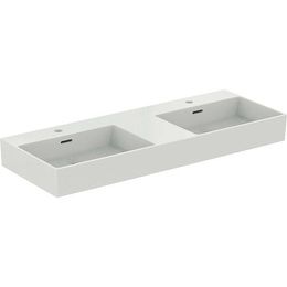 Ideal Standard Extra Doppel-Waschtisch R055901 je 1 Hahnloch, mit &Uuml;berlauf, geschliffen, wei&szlig;