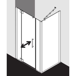 Kermi Pasa XP Pendeltür 1-flügelig mit Festfeldern PX1GL110181AK 110x185cm, silber mattglanz, ESG klar, links, auf Duschwanne