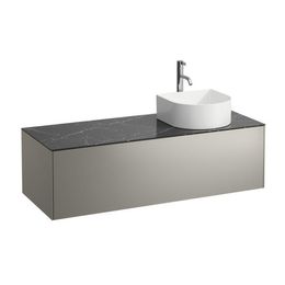 Laufen Sonar Schubladenelement/Sideboard H4054270341421 117,5x34x45,5cm, Ausschnitt rechts, mit Hahnloch, Titan/Nero Marquina