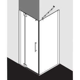 Kermi Pasa XP Pendelt&uuml;r 1-fl. Festfeld f&uuml;r Seitenwand PX1WL120201AK 120x200cm, silber mattglanz, ESG klar, links, auf Duschwanne