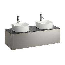 Laufen Sonar Schubladenelement/Sideboard H4054280341421 117,5x34x45,5cm, Ausschnitt links/rechts, mit Hahnloch, Titan/Nero Marquina