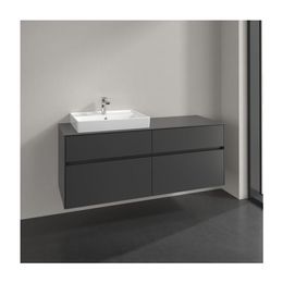 Villeroy & Boch Villeroy und Boch Collaro Waschtischunterschrank C085B0VR 140x54,8x50cm, Waschtisch links, LED-Beleuchtung 10,4W, graphite