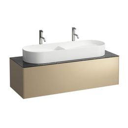 Laufen Sonar Schubladenelement/Sideboard H4054710341401 117,5x34x45,5cm, Ausschnitt Mitte, Doppelwaschtisch, Gold/Nero Marquina