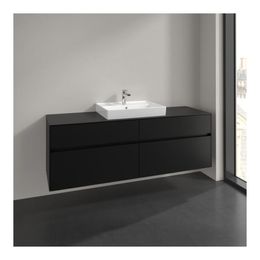 Villeroy & Boch Villeroy und Boch Collaro Waschtischunterschrank C025B0VL 160x54,8x50cm, Waschtisch mittig, LED-Beleuchtung 12W, volcano black