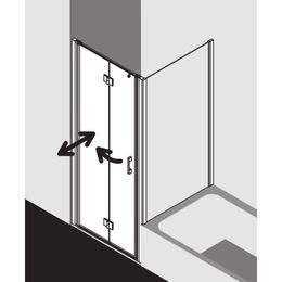 Kermi Pendel-Faltt&uuml;r Liga LI2SL090201AK 90x200cm, silber/mattglanz, Echtglas klar, links