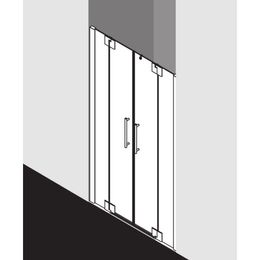 Kermi Pasa XP Pendeltür mit Festfeldern PXPTF120201UK 120x200cm, silber mattglanz, ESG SR Opaco, auf Duschwanne