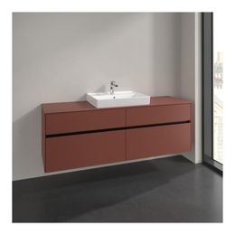 Villeroy & Boch Villeroy und Boch Collaro Waschtischunterschrank C025B0AH 160x54,8x50cm, Waschtisch mittig, LED-Beleuchtung 12W, wine red