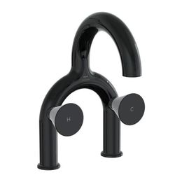Vitra Liquid Zweigriff-Waschtischarmatur A4274739 Ausladung 175mm, Zweilochmontage, ohne Ablaufgarnitur, schwarz hochglanz