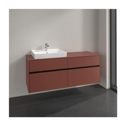 Villeroy & Boch Villeroy und Boch Collaro Waschtischunterschrank C085B0AH 140x54,8x50cm, Waschtisch links, LED-Beleuchtung 10,4W, wine red