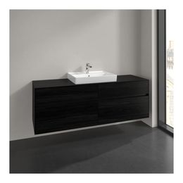 Villeroy & Boch Villeroy und Boch Collaro Waschtischunterschrank C025B0AB 160x54,8x50cm, Waschtisch mittig, LED-Beleuchtung 12W, black oak