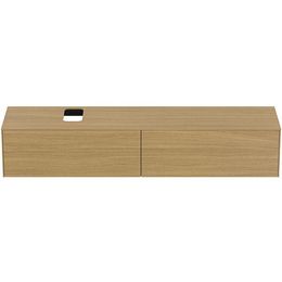 Ideal Standard Conca Waschtisch-Unterschrank T3986Y6 mit Ausschnitt, 2 Ausz&uuml;ge, 200x50,5x37 cm, Eiche hell Furnier