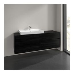 Villeroy & Boch Villeroy und Boch Collaro Waschtischunterschrank C026B0AB 160x54,8x50cm, Waschtisch links, LED-Beleuchtung 12W, black oak