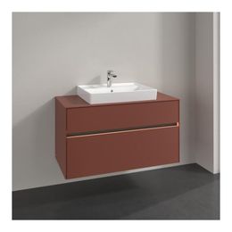 Villeroy & Boch Villeroy und Boch Collaro Waschtischunterschrank C019B0AH 100x54,8x50cm, Waschtisch mittig, LED-Beleuchtung 7,3 W, wine red