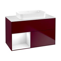 Villeroy & Boch Villeroy und Boch Finion Waschtischunterschrank F651GFHB 100x60,3x50,1cm, Regal links Glossy white lacquer, Peony Matt