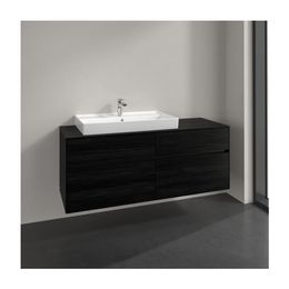 Villeroy & Boch Villeroy und Boch Collaro Waschtischunterschrank C089B0AB 140x54,8x50cm, Waschtisch links, LED-Beleuchtung 10,4W, black oak