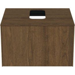 Ideal Standard Conca Waschtisch-Unterschrank T3928Y5 mit Ausschnitt, 1 Auszug, 60x50,5x37 cm, mittig, Walnuss dunkel Furnier