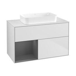 Villeroy & Boch Villeroy und Boch Finion Waschtischunterschrank F651GKMT 100x60,3x50,1cm, Regal links Anthracite matt, White matt lacquer