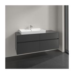 Villeroy & Boch Villeroy und Boch Collaro Waschtischunterschrank C089B0VR 140x54,8x50cm, Waschtisch links, LED-Beleuchtung 10,4W, graphite