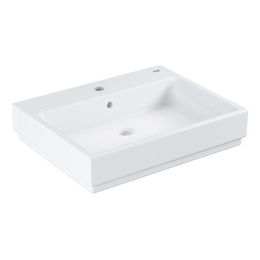 Grohe Cube Keramik Aufsatzwaschtisch 3947700H 60cm, 1 Hahnloch mit Überlauf, Rückseite glasiert, alpinweiß PureGuard