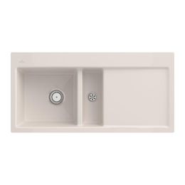 Villeroy & Boch Villeroy und Boch Subway Flächenbündige Spüle 67701FKR Becken links, mit Ablaufgarnitur und Handbetätigung, Crema