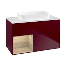 Villeroy & Boch Villeroy und Boch Finion Waschtischunterschrank F651PCHB 100x60,3x50,1cm, Regal links Oak Veneer, Peony Matt