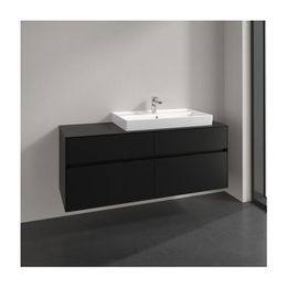Villeroy & Boch Villeroy und Boch Collaro Waschtischunterschrank C090B0VL 140x54,8x50cm, Waschtisch rechts, mit LED-Beleuchtung, volcano black