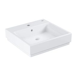 Grohe Cube Keramik Aufsatzwaschtisch 3947800H 50cm, 1 Hahnloch mit &Uuml;berlauf, R&uuml;ckseite glasiert, alpinwei&szlig; PureGuard