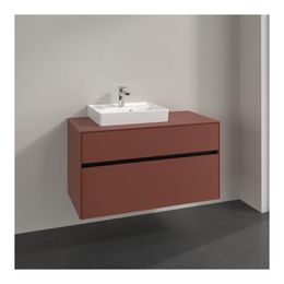 Villeroy & Boch Villeroy und Boch Collaro Waschtischunterschrank C017B0AH 100x54,8x50cm, Waschtisch links, LED-Beleuchtung 7,3 W, wine red